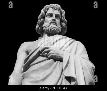 Statue of the biblical inventor Daedalus. Ancient sculpture isolated on ...