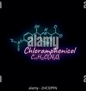 Chloramphenicol antibiotic chemical formula and composition, concept ...