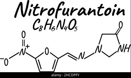 Nitrofurantoin antibiotic chemical formula and composition, concept ...