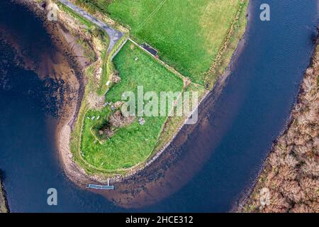 Aerial view of the historic church and graveyardof Inver in County ...