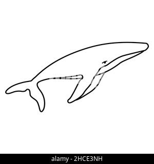 Humpback whale minimalist simple outline vector logo illustration ...