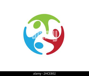 Colorful vector logo of three human silhouettes in rainbow tones ...