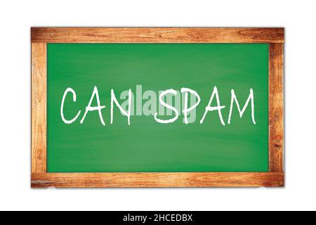 CAN SPAM text written on black wooden frame school blackboard Stock ...