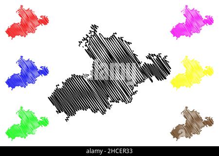 Rajkot district (Gujarat State, Republic of India) map vector ...