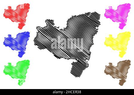 Purulia district (West Bengal State, Republic of India) map vector ...