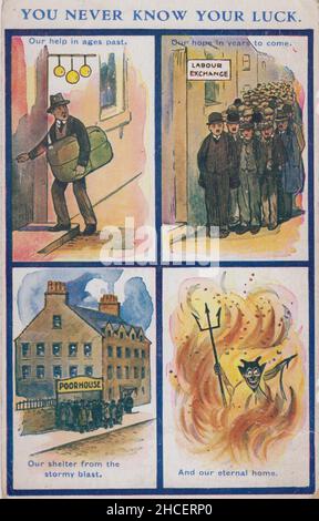 A historic image from the 1920s, showing a postman delivering mail in a ...