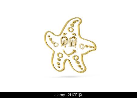 Golden 3d starfish icon isolated on white background - 3d render Stock Photo - Alamy