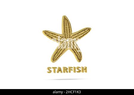 Golden 3d starfish icon isolated on white background - 3d render Stock Photo - Alamy