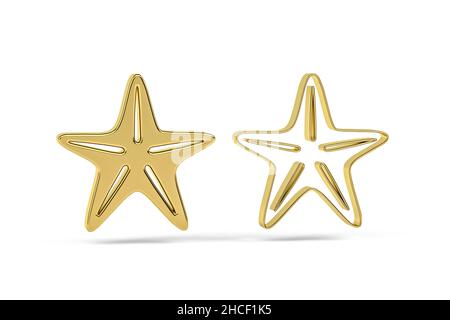 Golden 3d starfish icon isolated on white background - 3d render Stock Photo - Alamy