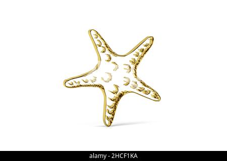 Golden 3d starfish icon isolated on white background - 3d render Stock Photo - Alamy
