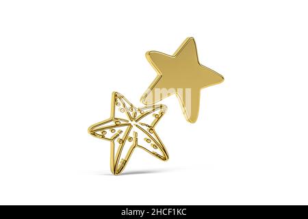Golden 3d starfish icon isolated on white background - 3d render Stock Photo - Alamy