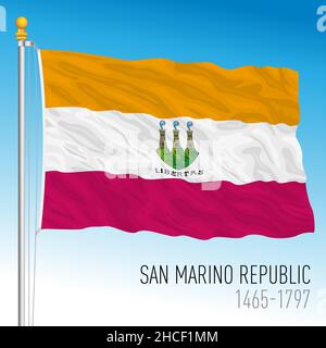 San Marino Republic, flag and coat of arms, vector illustration Stock ...