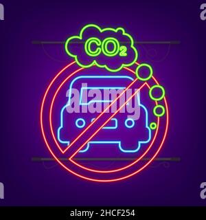 CO2 logo in neon style isolated on empty background. Flat icon on white backdrop. Vector logo ...