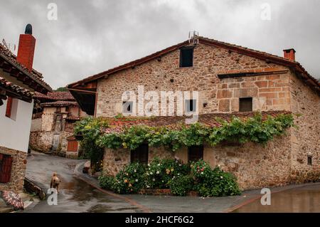 Frias aerial panorama of the medieval village with a castle and ...