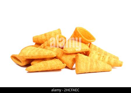 Portion of cone shaped snack isolated on white background. Tornado ...