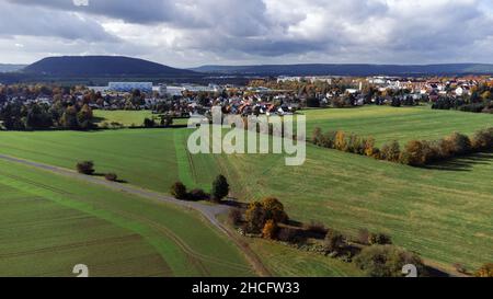 Drone shot of the Sonneberg town in Thuringia, Germany Stock Photo - Alamy