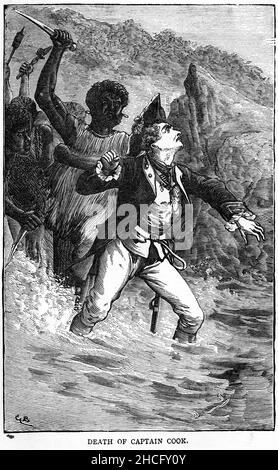 death of Captain James Cook at Kealakekua Bay, Hawaii. Captain James ...