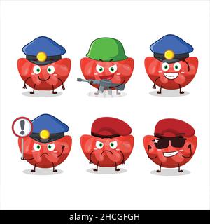 A dedicated Police officer of red gummy candy B mascot design style ...