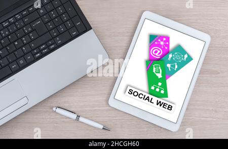 Social web concept shown on a laptop screen Stock Photo - Alamy