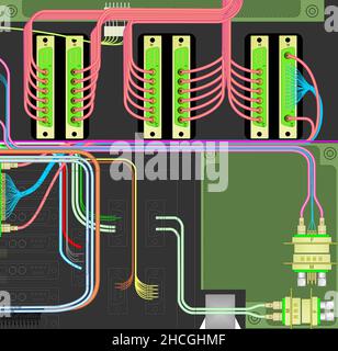 Steampunk retro-futuristic illustration of an electric machine, with ...