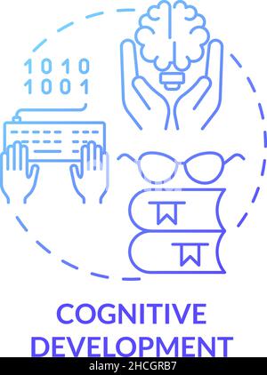 Logic blue gradient concept icon. Thinking process thin line ...