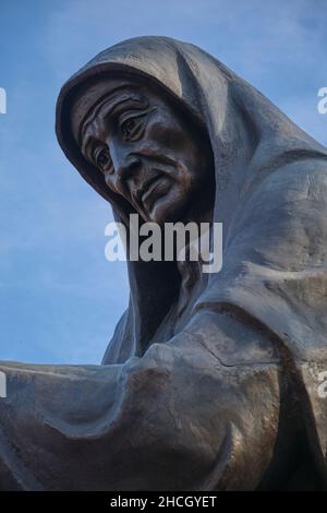 Close up, detail of the wailing, grieving mother statue. At Memorial ...