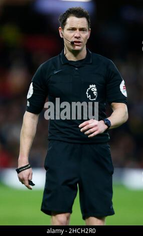 Referee Darren England during the Premier League match at the Emirates ...