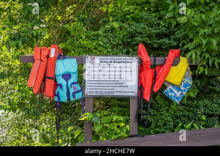 Life jacket loaner station at Lake Mead National Recreation Area Nevada ...