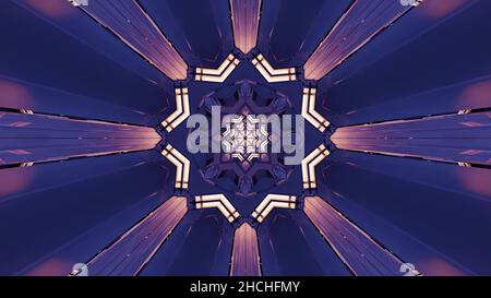 3D rendering of futuristic kaleidoscopic patterns in light purple ...