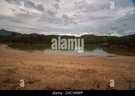 Landscape of Poo beach on the Asturian coast Stock Photo - Alamy