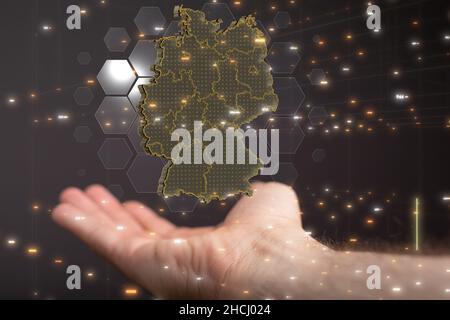 3d abstract of the map of Germany, internet and global connection ...