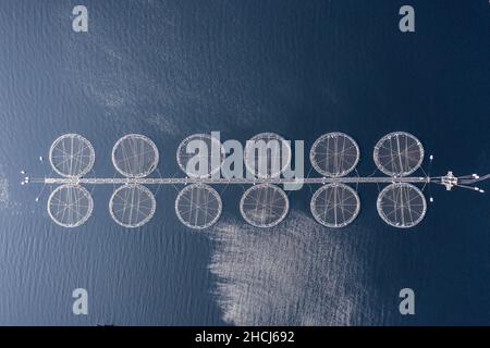 Aquaculture Fish Farm Pens Used to Keep Farmed Fish Stock Photo - Alamy