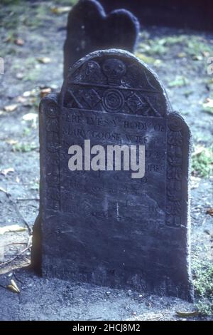 Tombstone of Mother Goose (Mary Goose) at Granary Burying Ground ...