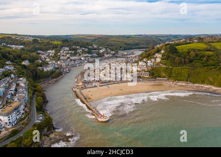 Looe Town in Cornwall Aerial View Stock Photo - Alamy