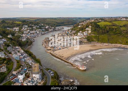 Looe Town in Cornwall Aerial View Stock Photo - Alamy