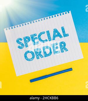 Inspiration showing sign Special Order. Word Written on Specific Item ...