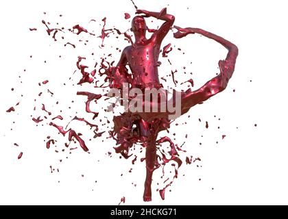 Abstract human with red paint splash, 3d illustration Stock Photo - Alamy