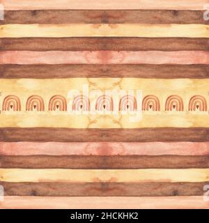 Abstract Boho Tile Clipart, Watercolor hand drawn Ethnic illustration ...