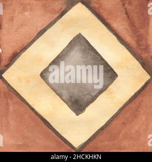 Abstract Boho Tile Clipart, Watercolor hand drawn Ethnic illustration ...