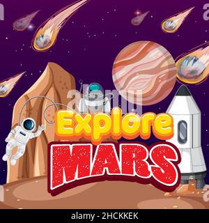 Explore Mars cartoon poster illustration Stock Vector Image & Art - Alamy