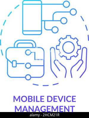 Mobile device management blue gradient concept icons Stock Vector Image ...