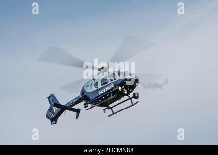 Helicopter from the Massachusetts State Police Air Wing flying Stock ...