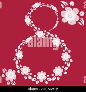 The number eight of the stylized monochrome colors on a square ...