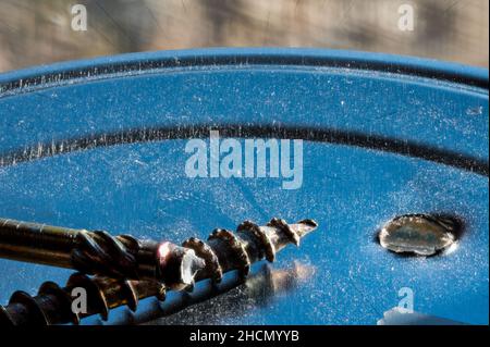 Screw with sheared threading after stress failure next to an intact ...