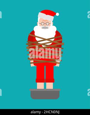 Kidnapped Santa Claus. Grandfather tied with rope. Santa was hidden in ...