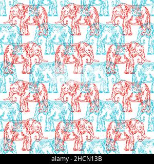 Elephant pixel art pattern seamless. 8bit Animal vector background. 8 ...
