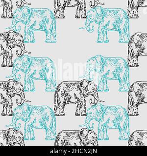 Elephant pixel art pattern seamless. 8bit Animal vector background. 8 ...