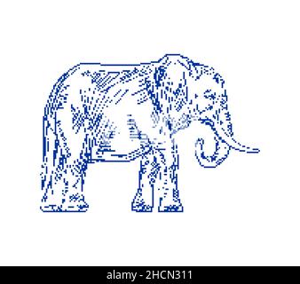 Elephant 8 Bit Pixel Art Animal Video Game Cartoon Stock Vector Image ...