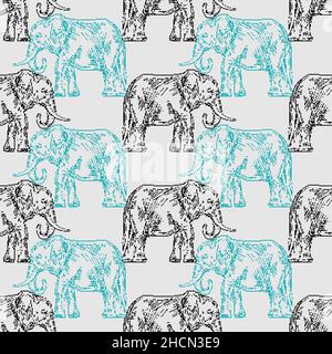 Elephant pixel art pattern seamless. 8bit Animal vector background. 8 ...