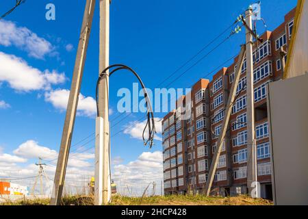 A temporary electrical power supply to a building site Stock Photo - Alamy